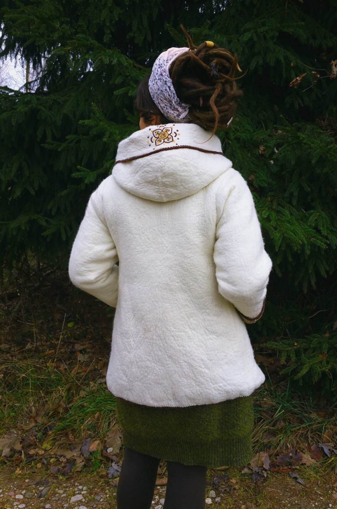 Hand Made Woolen Winter Coat, White Merino Wool Coat for Woman, Custom ...