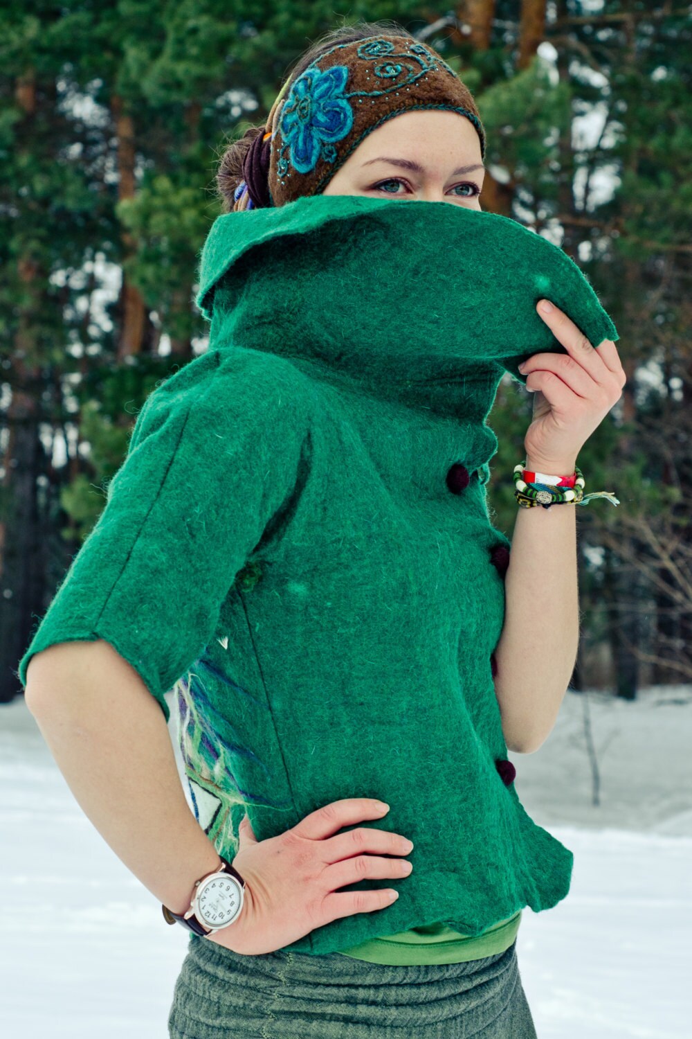 Hand Made Merino Wool Jacket, Felted Jacket, Esoteric Jacket Wisdom Eye ...