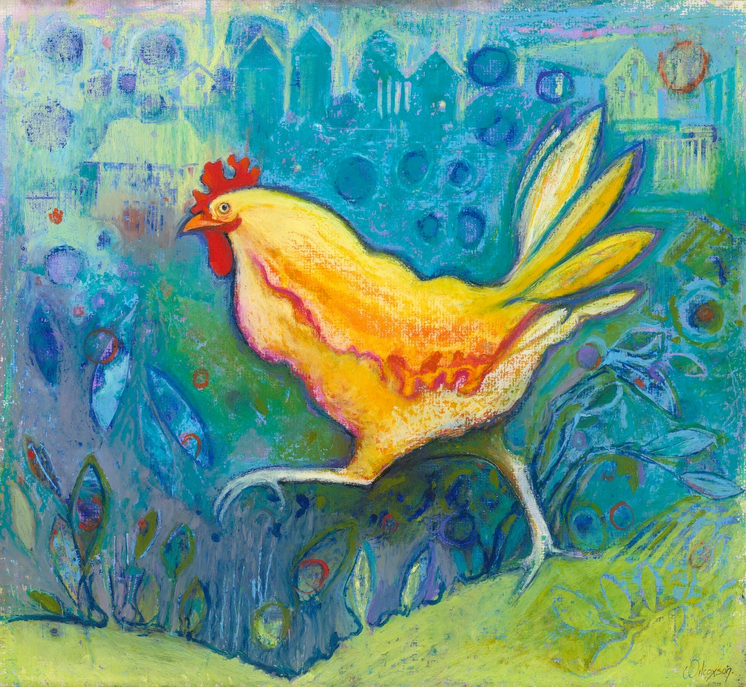 Chicken - Rooster Giclee Art Print - Painting - Wall Art Decor - Fun ...
