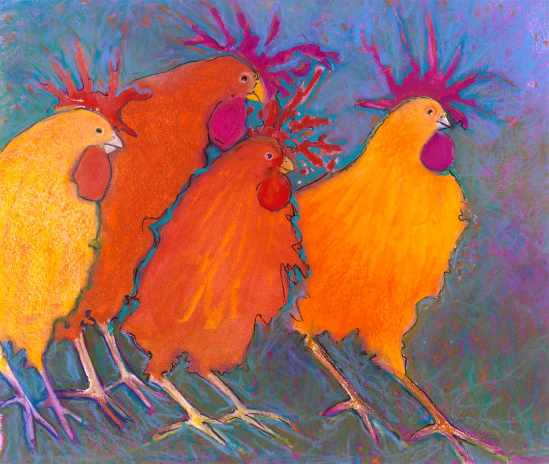 Chicken Rooster Art, Painting - Giclee Art Print - Home Decor Wall Art ...