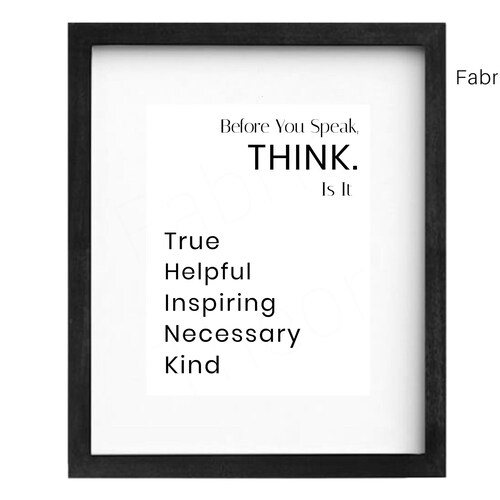 Before You Speak Think PRINTABLE Inspirational Quote - Etsy