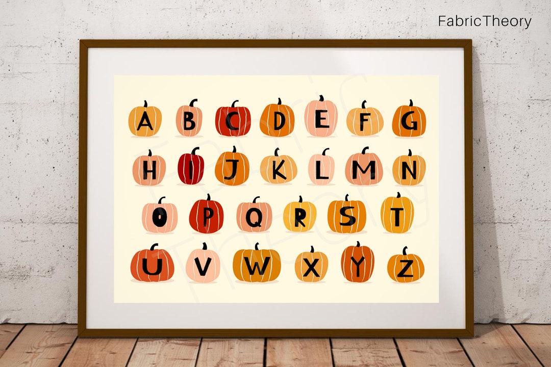 Cute Pumpkin Alphabet Digital Printable Wall Art. Instant Download - Etsy