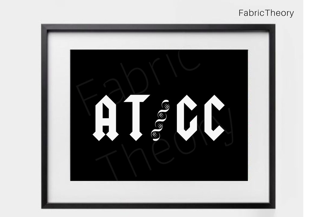 ATGC Funny DNA Science Play on ACDC Logo Both Black and White ...