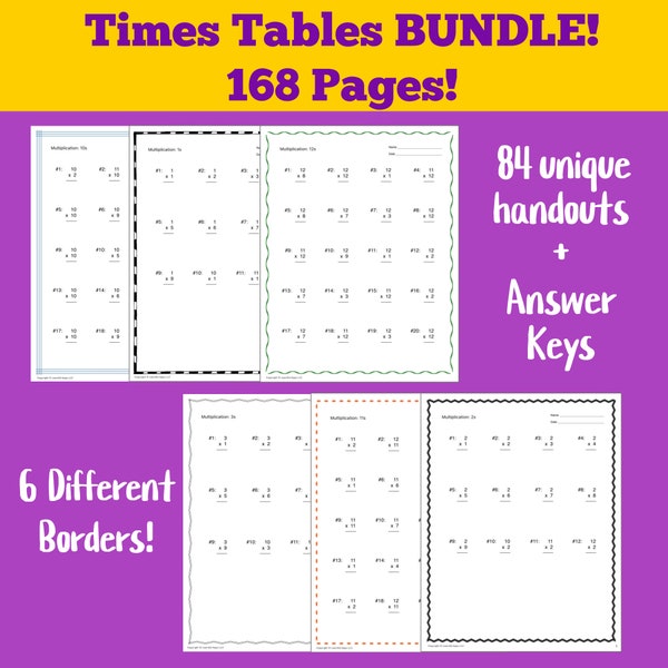 Times Tables Worksheet - Etsy