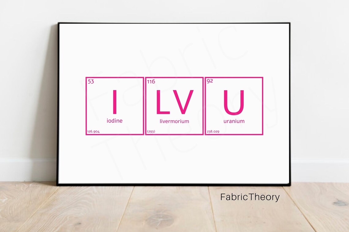 I Love You... in Science Speak Periodic Table of Elements Printable ...