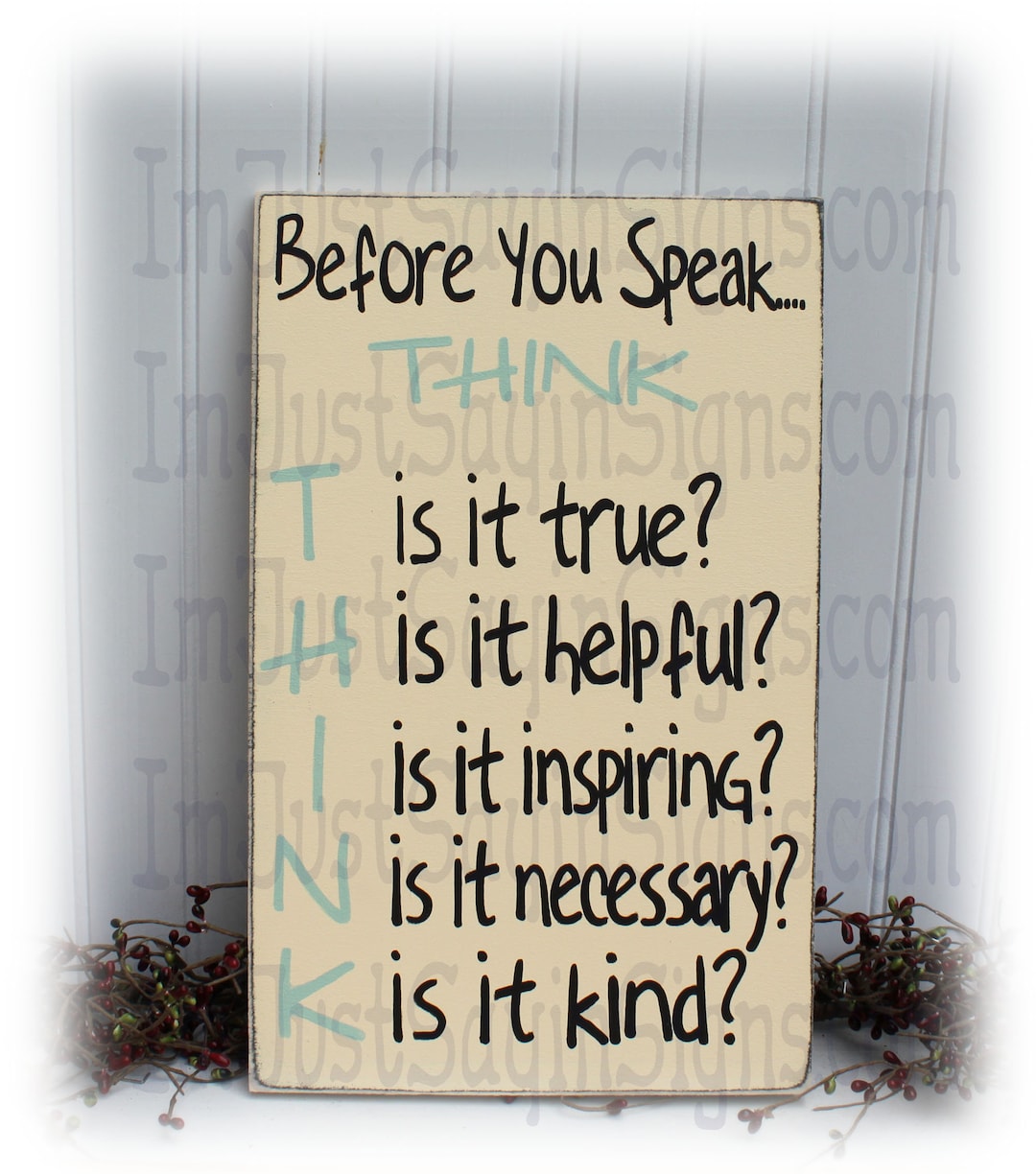 Before You Speak Think Sign Wood Sign - Etsy UK