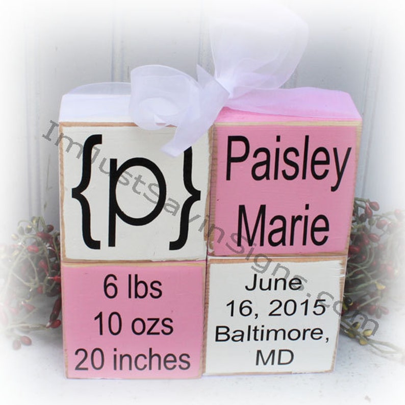 Custom Baby Stat Name Quad Stacking Blocks - Etsy