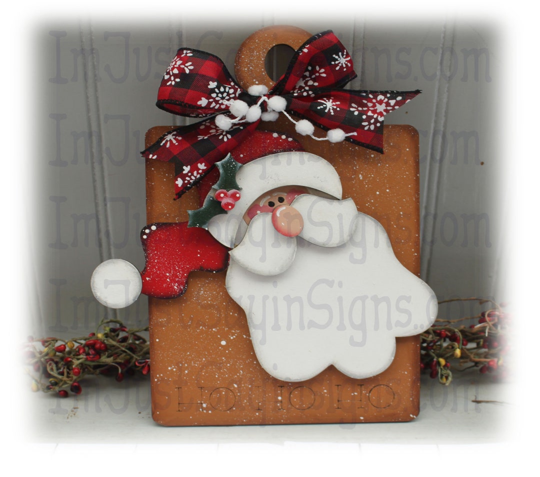 Large Santa Board, Christmas Decor, Santa Decor, Handpainted Santa ...