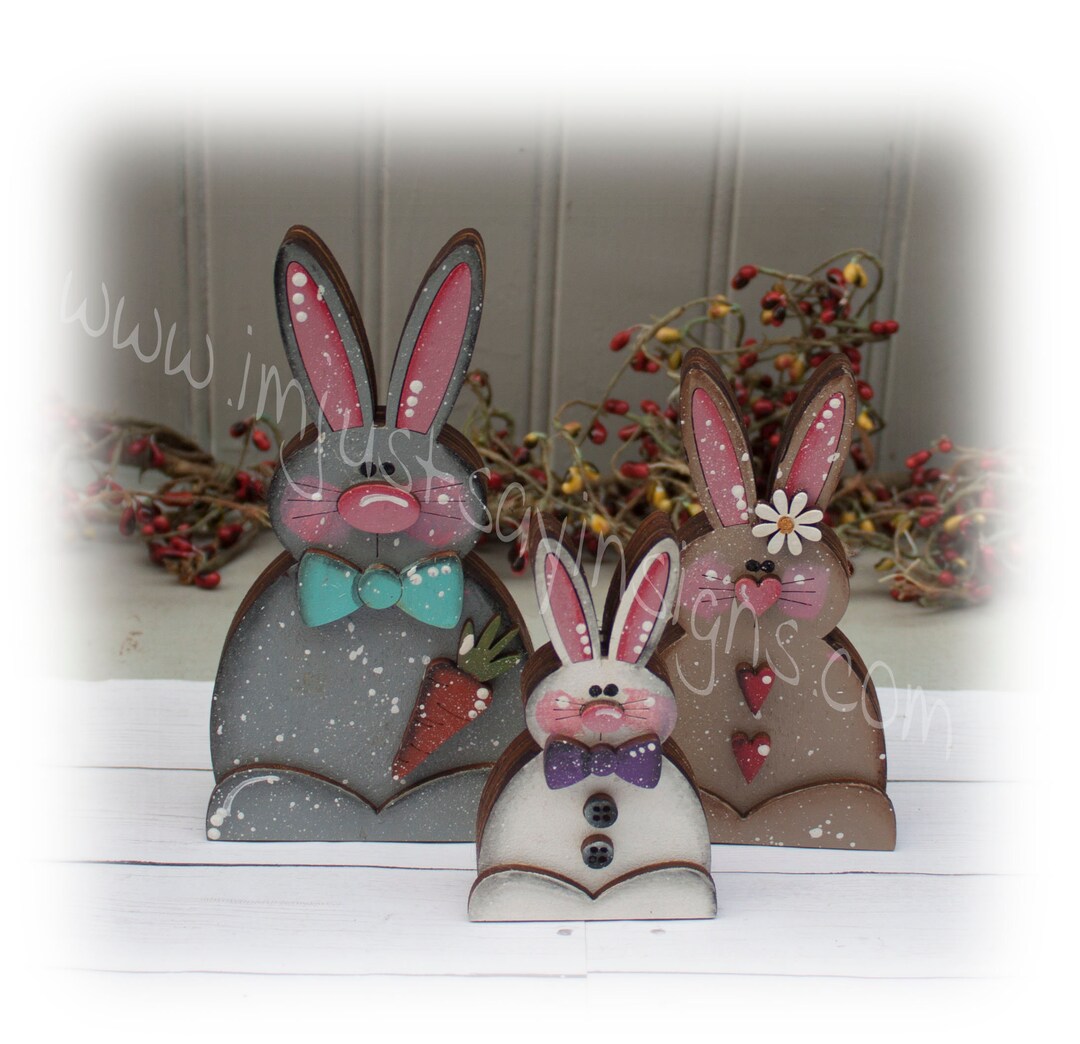 Bunny Family Trio Tiered Tray Decor, Easter Decor, Tiered Tray Easter ...