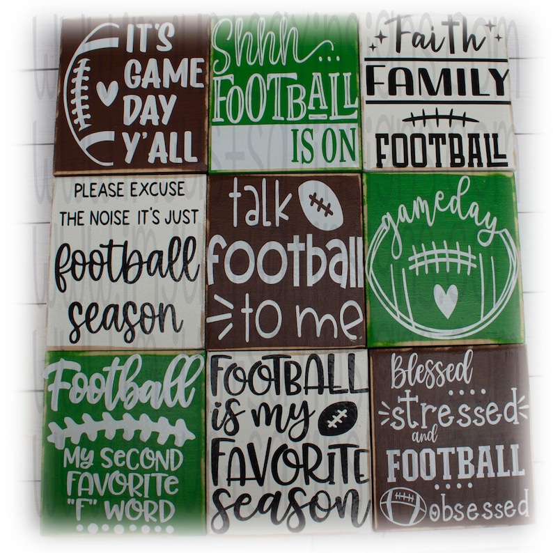 Football Itsy Bitsy Mini Wood Signs for Tier Tray Decorating - Etsy