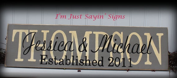 Custom Last Name With Overlays of Name and Date Wood Sign for | Etsy
