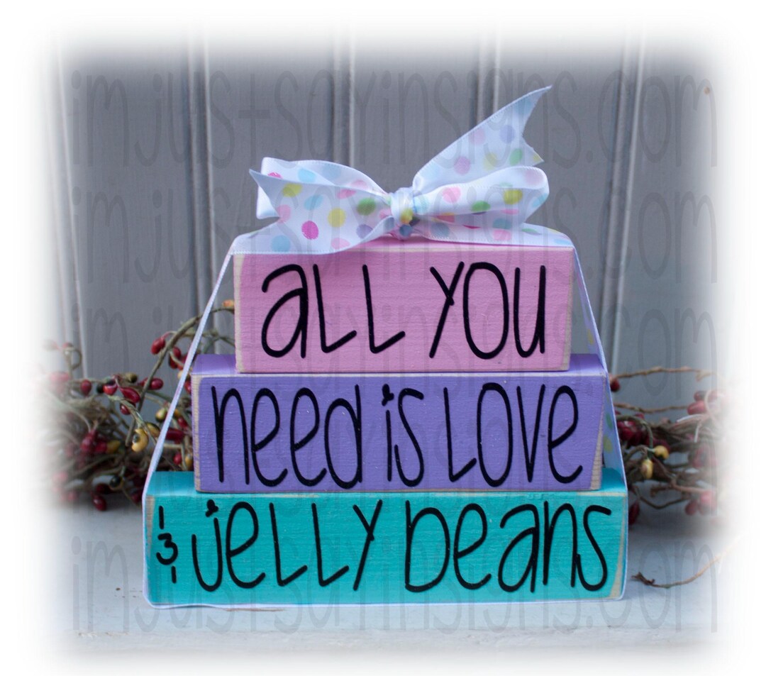 All You Need is Love and Jelly Beans Itty Bitty Blocks, Easter Decor ...