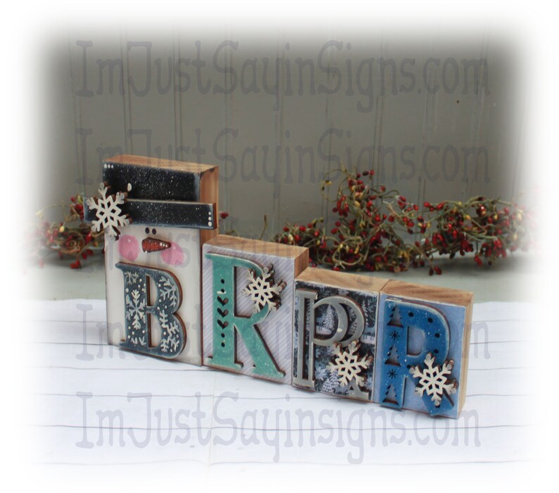 Brrrr Snowman Wood Blocks, Wintertime Tier Tray Decor, Snowy Holiday ...