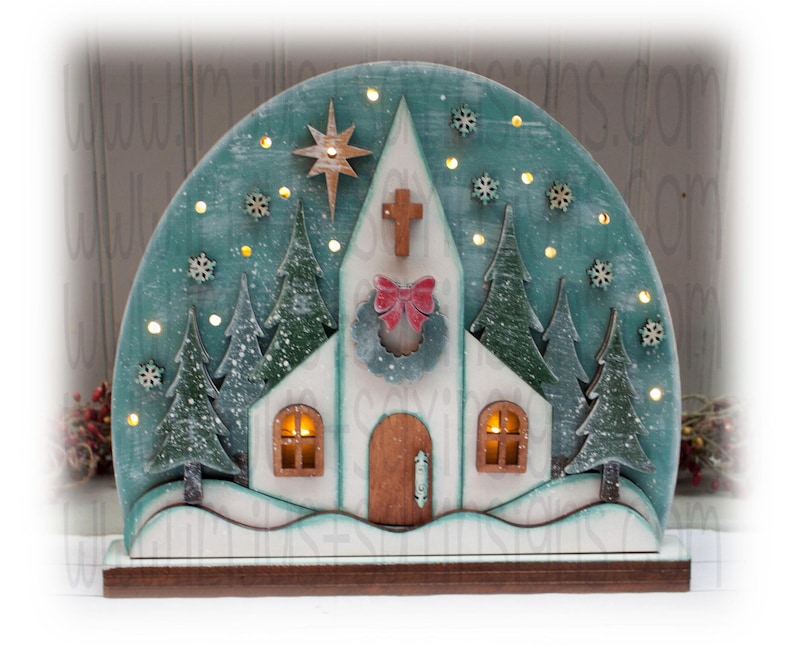 Lighted Church Christmas Dome Sign Shelf Sitter - Etsy