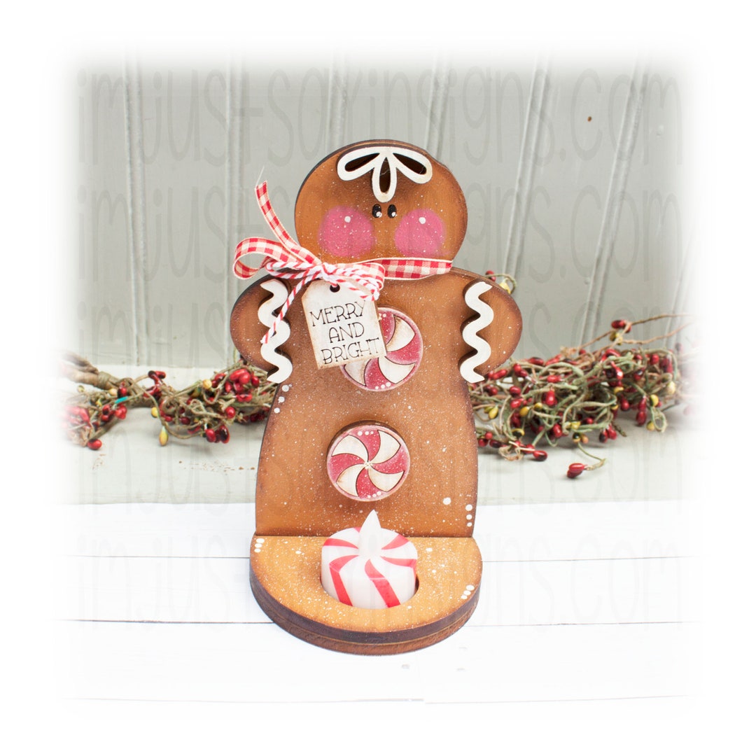 Gingerbread Peppermint Candy Button Votive Lightholder, Gingerbread ...