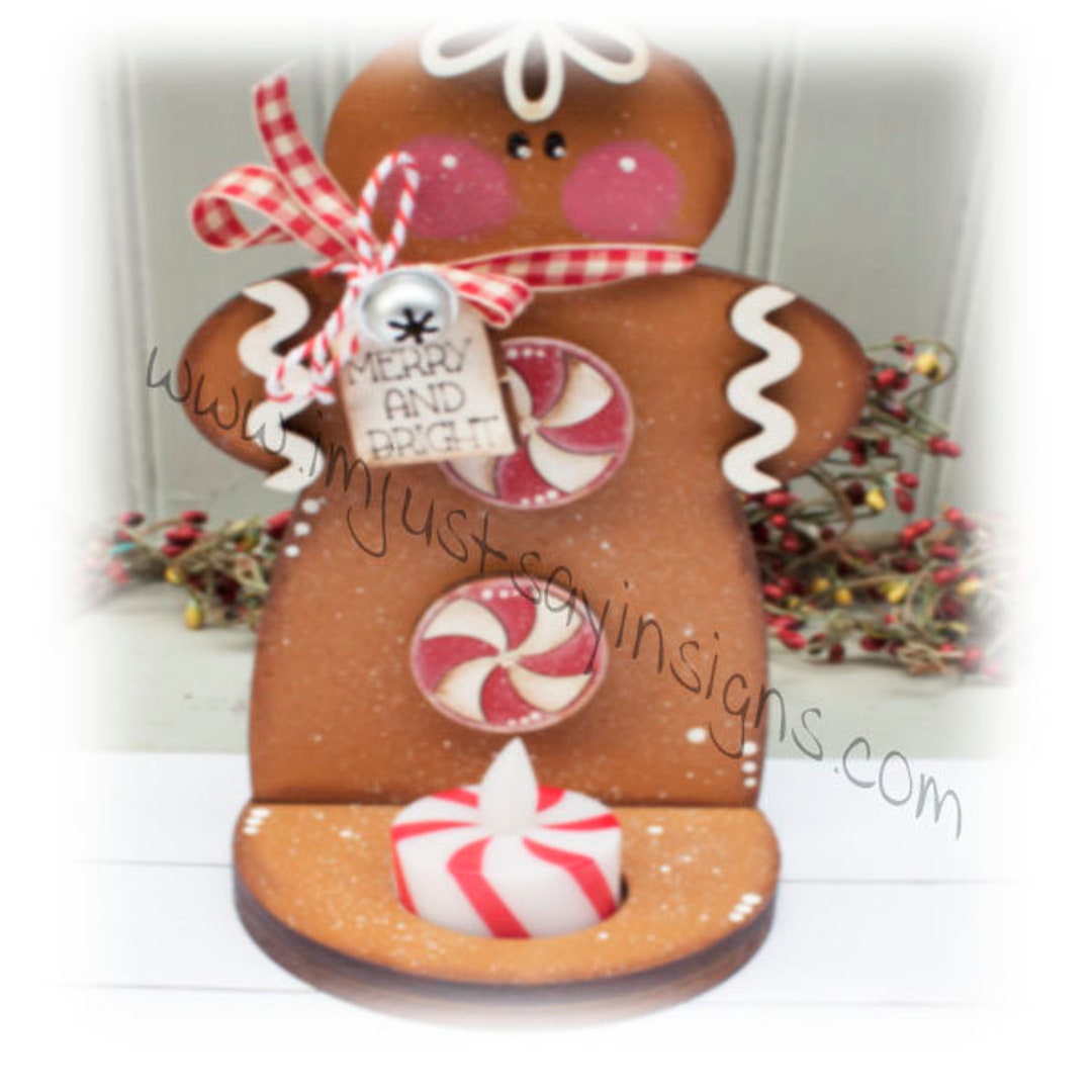Gingerbread Peppermint Candy Button Votive Lightholder, Gingerbread ...
