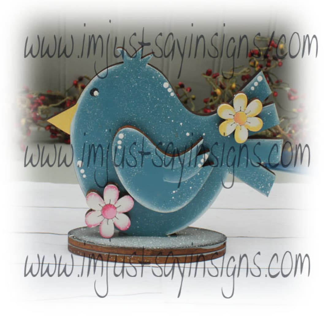 Spring Bluebird With Flowers Shelf Sitter, Tier Tray Decor, Springtime ...