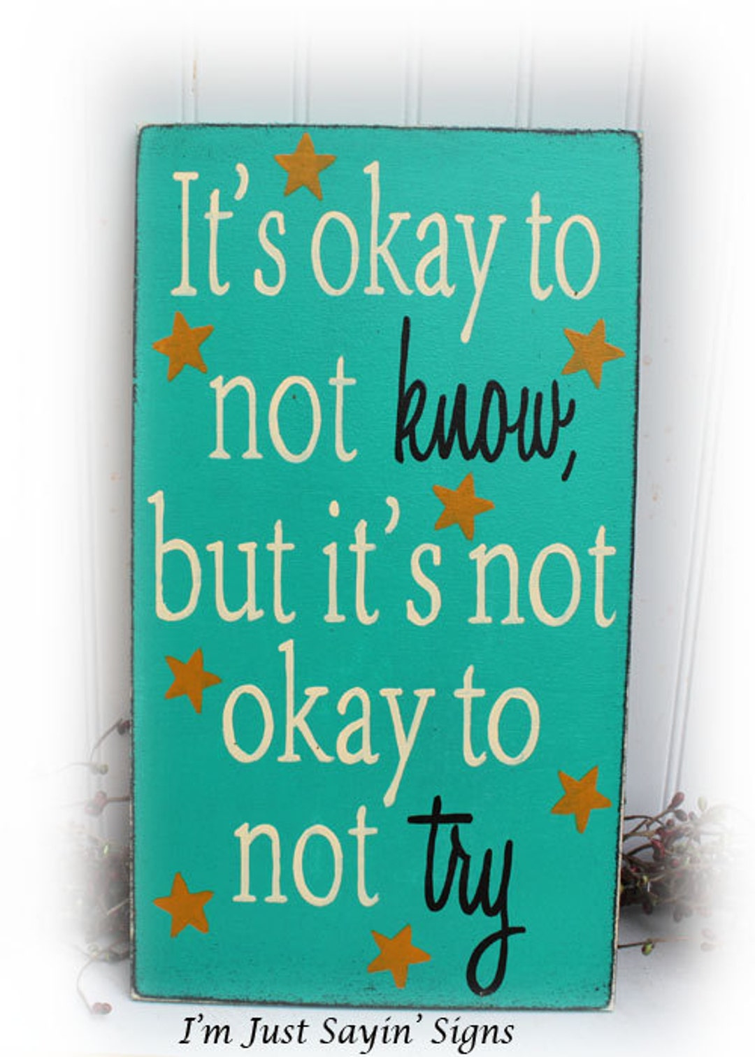 It's Okay to Not Know It's Not Okay to Not Try Wood Sign - Etsy