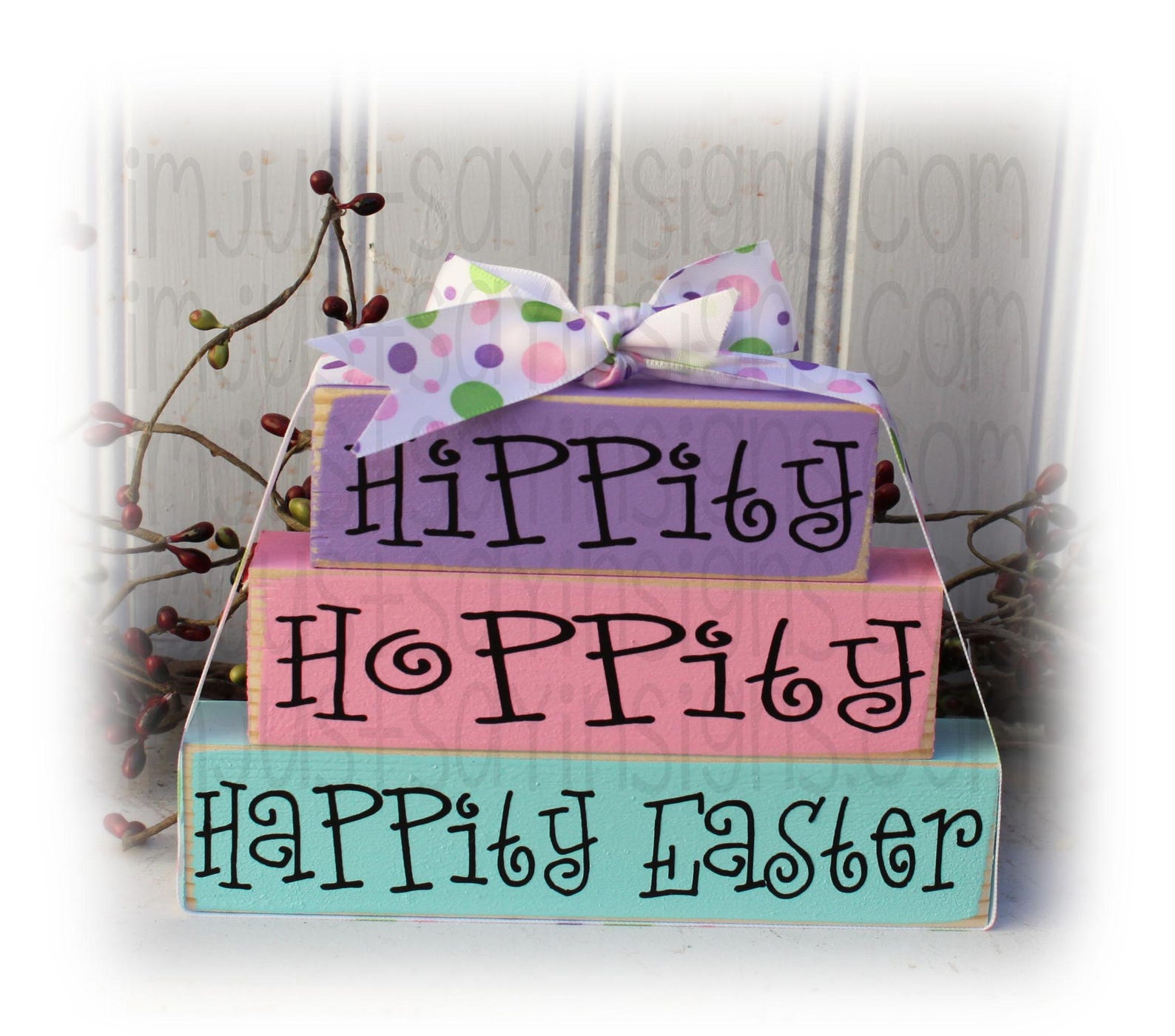 Hippity Hoppity Happity Easter Itty Bitty Wood Stacker Blocks - Etsy