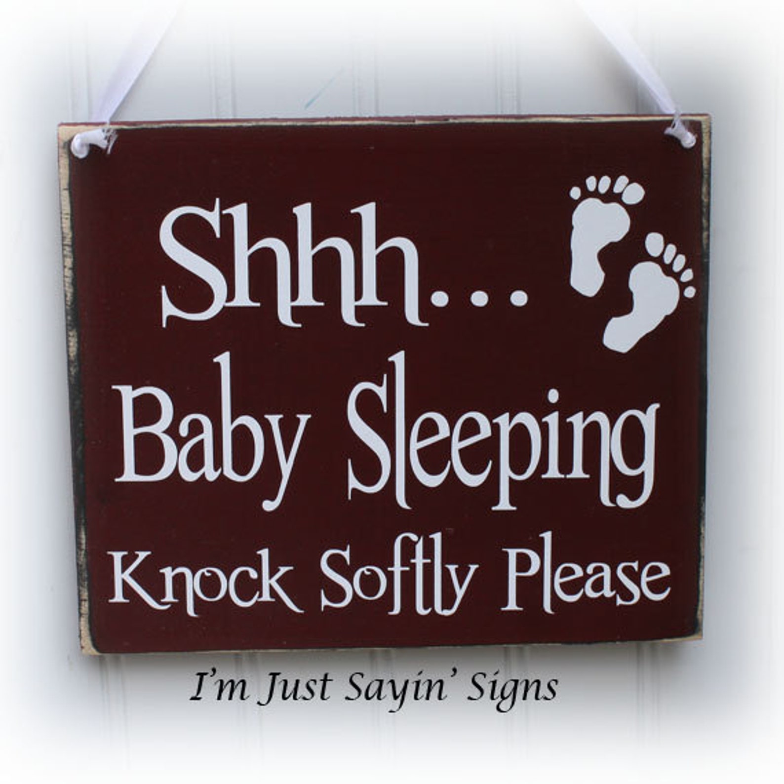 Shhh....baby Sleeping Knock Softly Please Wood Sign - Etsy
