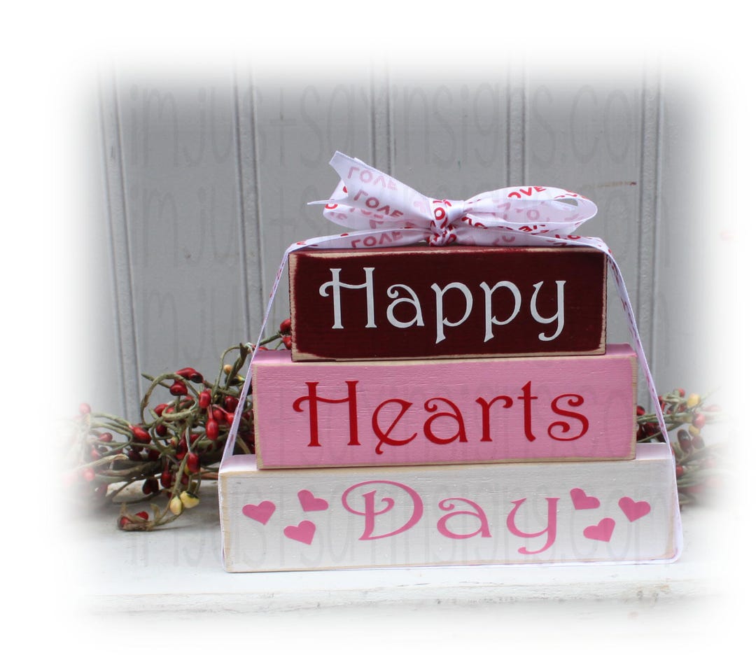 Happy Hearts Day Itty Bitty Wood Stacking Blocks - Etsy