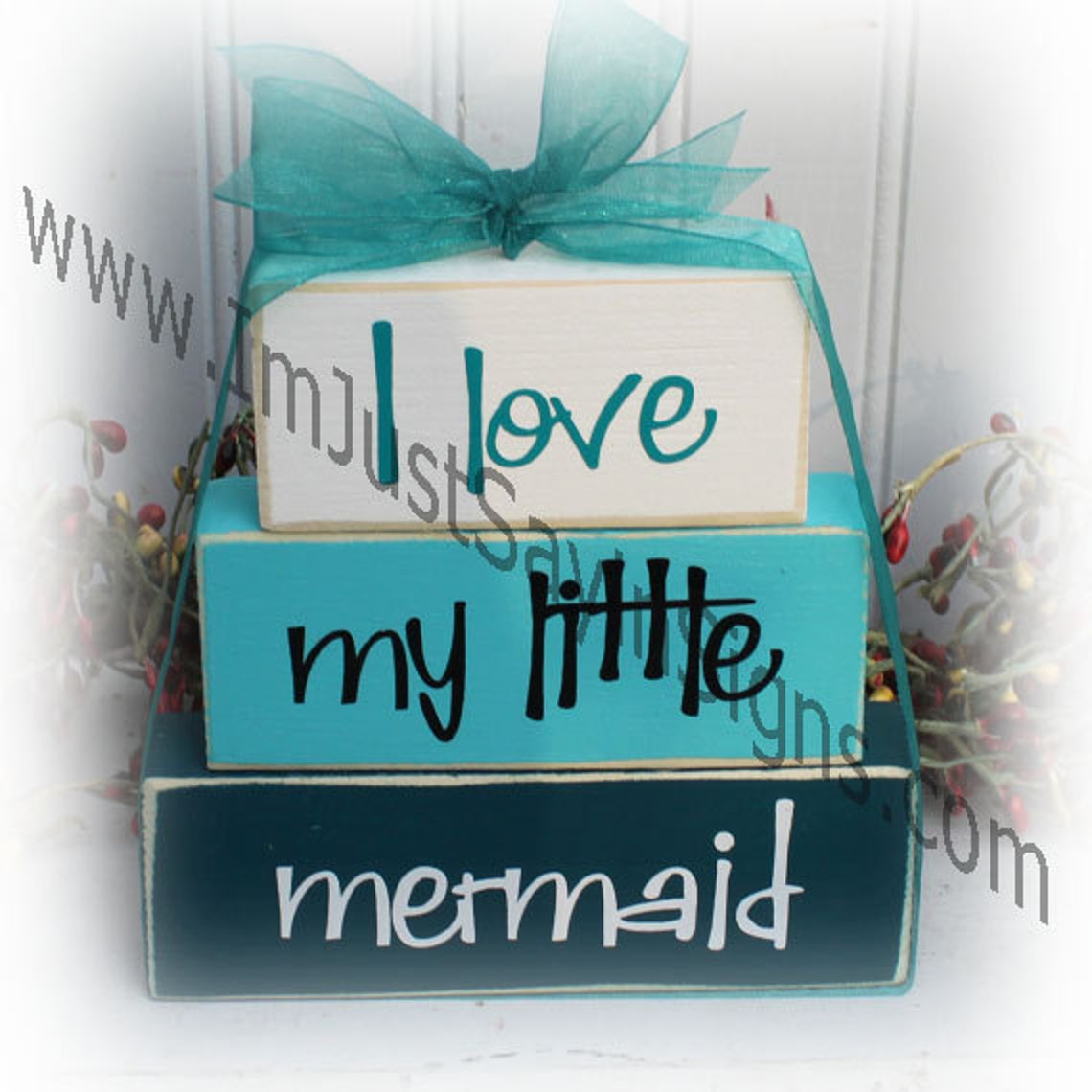 I Love My Little Mermaid Itty Bitty Wood Stacking Blocks - Etsy