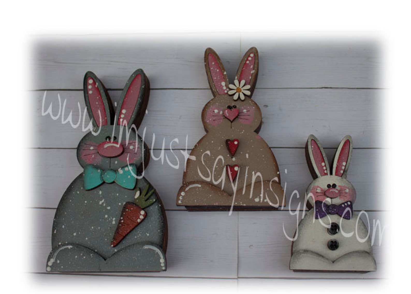 Bunny Family Trio Tiered Tray Decor, Easter Decor, Tiered Tray Easter ...