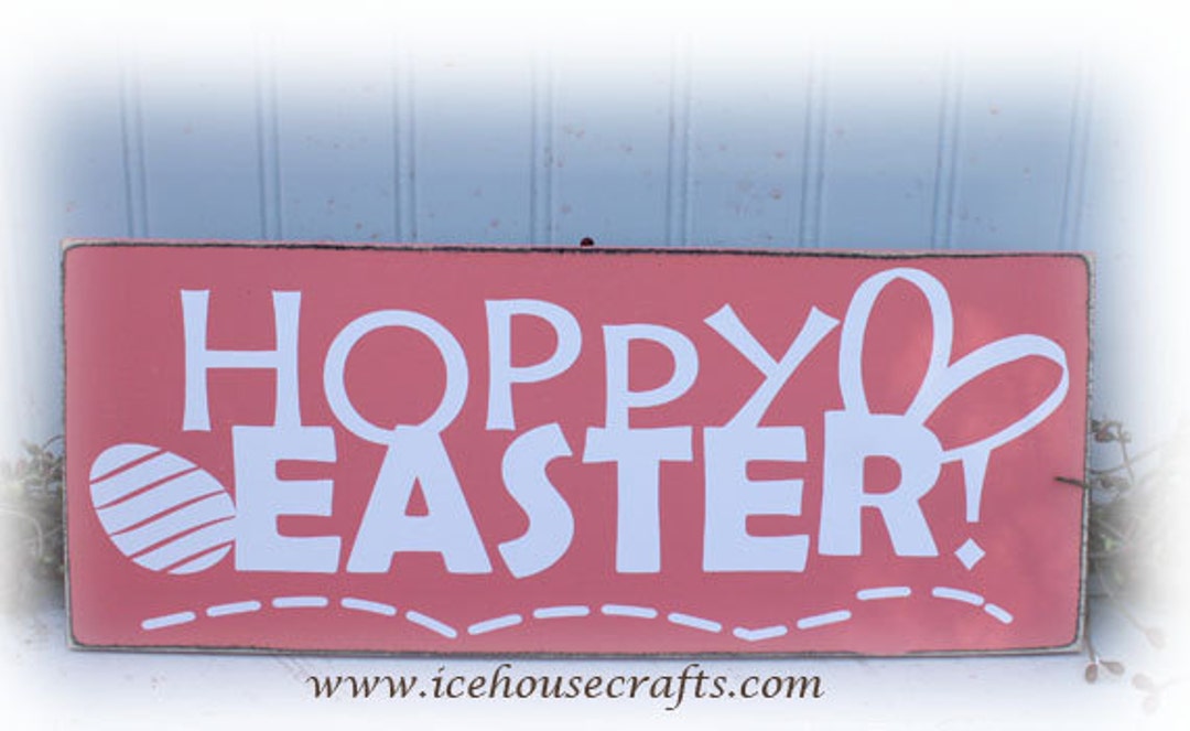 Hoppy Easter Wood Sign - Etsy