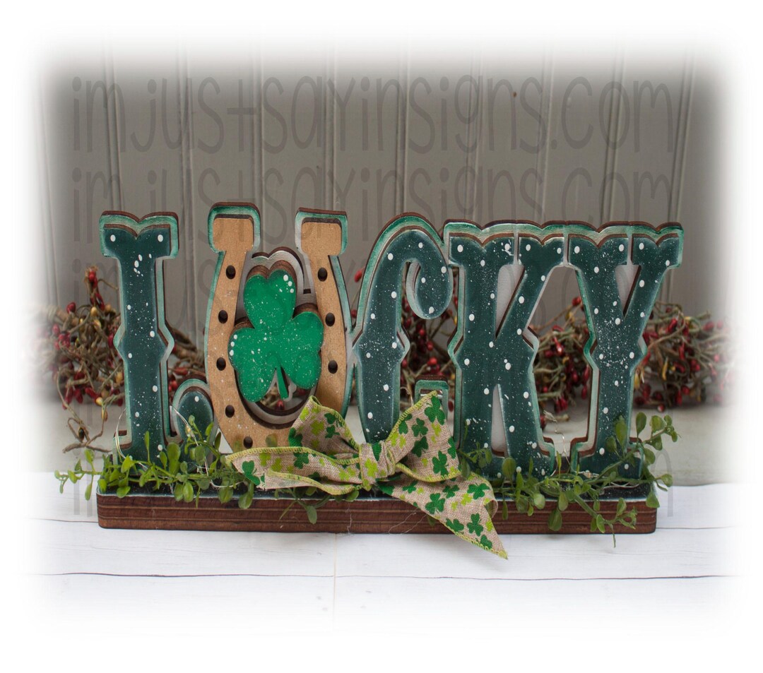 Lucky Word Lighted Shelf Sitter, St. Patricks Day Decor, Lucky Decor ...