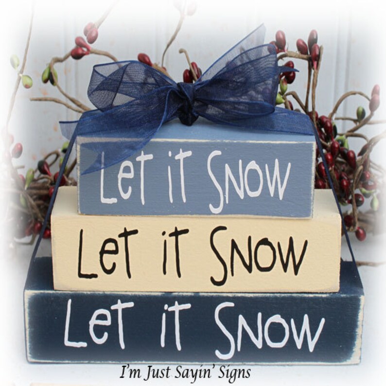 Let It Snow Itty Bitty Wood Block Sign - Etsy