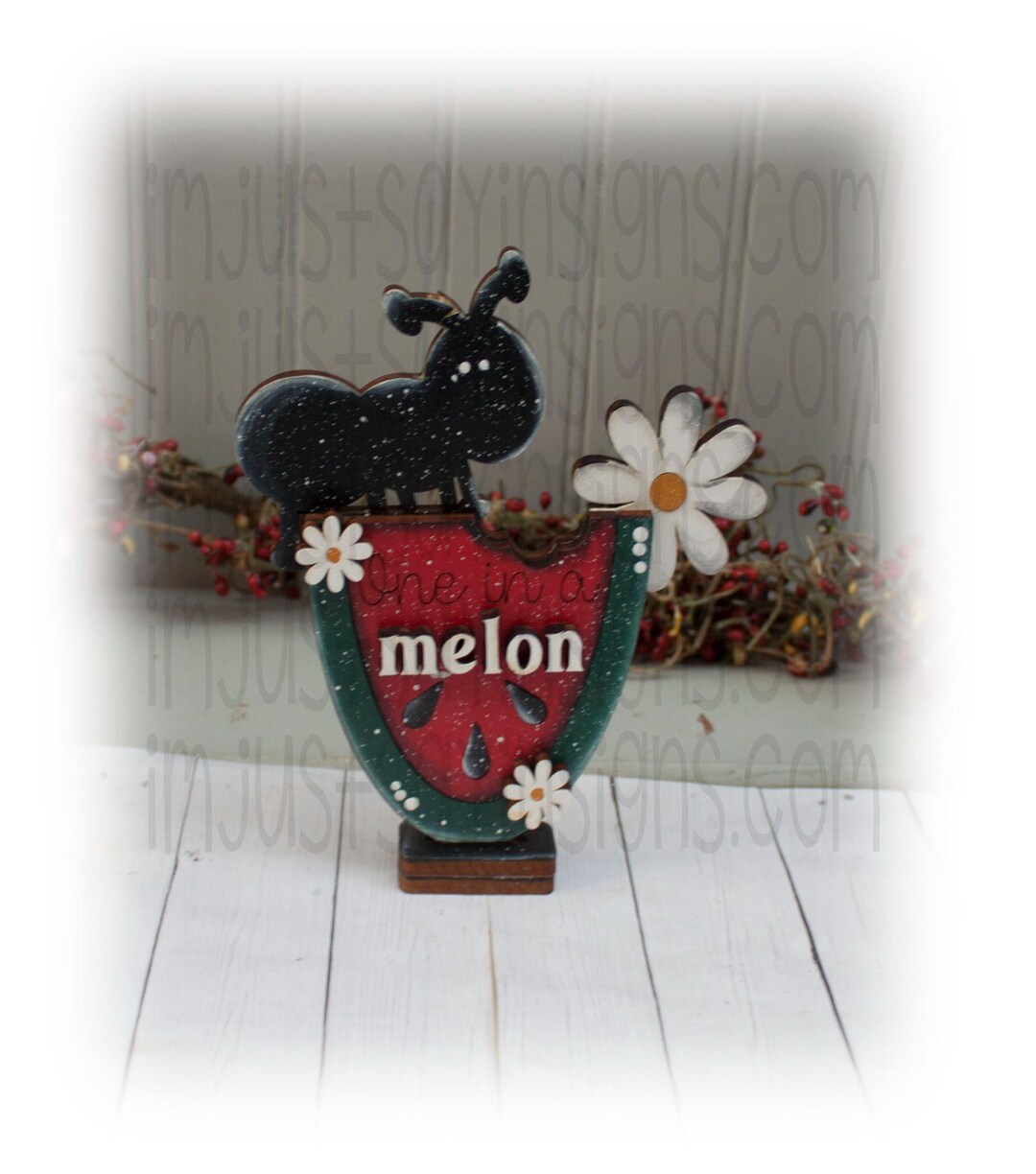 One in A Melon Watermelon Slice, Shelf Sitter, Tier Tray Decor ...