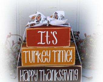 It's Turkey Time Itty Bitty Wood Stacking Blocks - Etsy