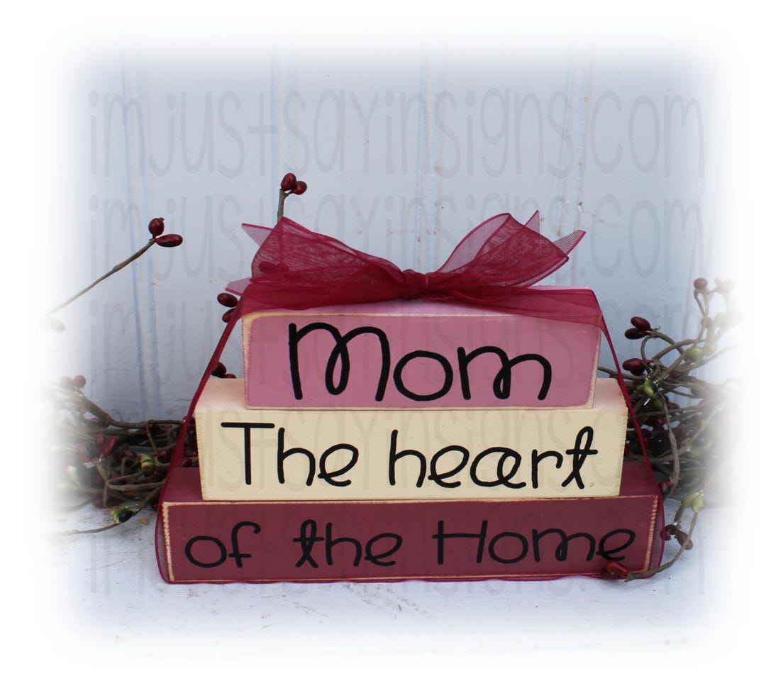 Mom the Heart of the Home Itty Bitty Wood Blocks for Mothers Day - Etsy