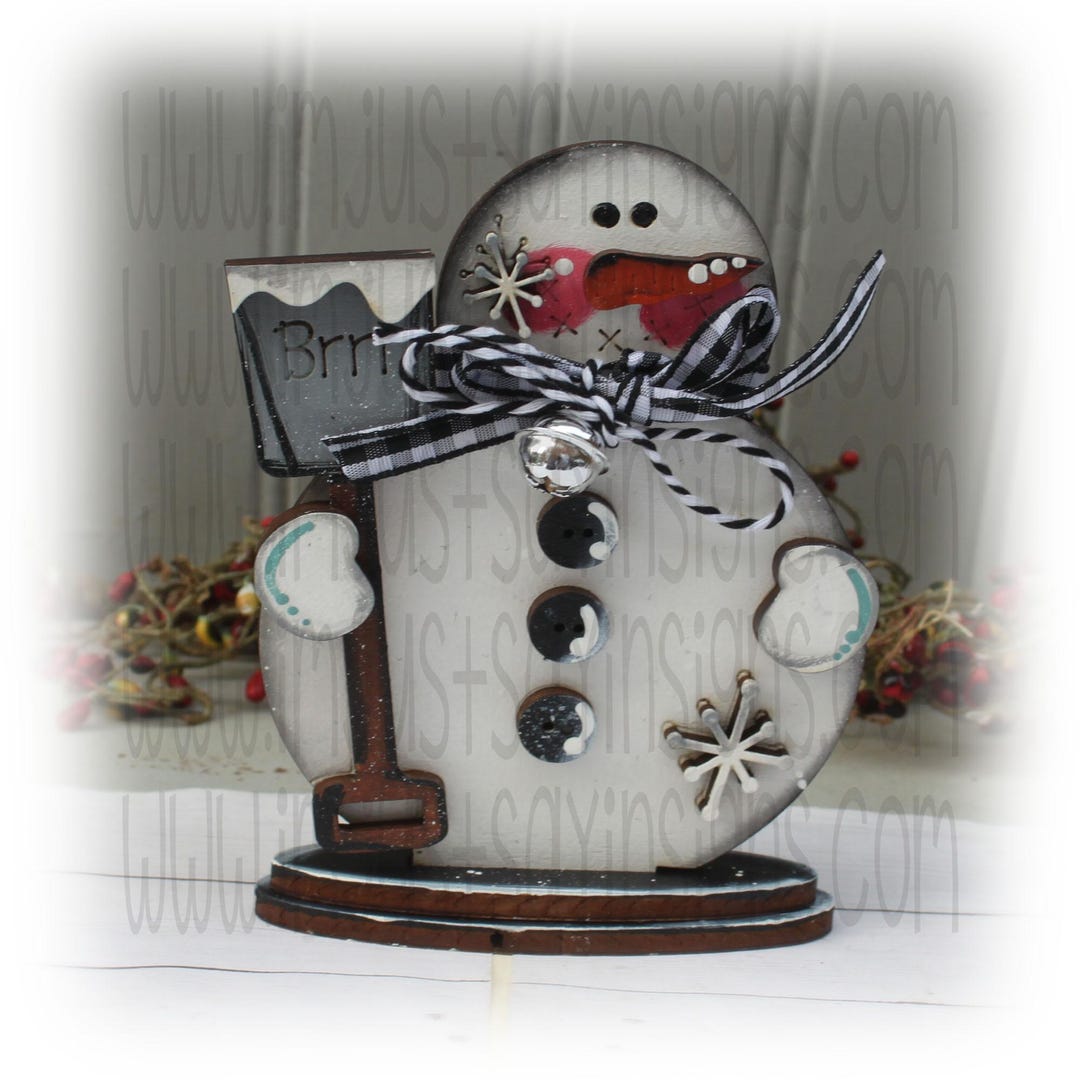 Brrr Snowman With Shovel, Tier Tray Decor, Snowman Decor, Winter Decor ...