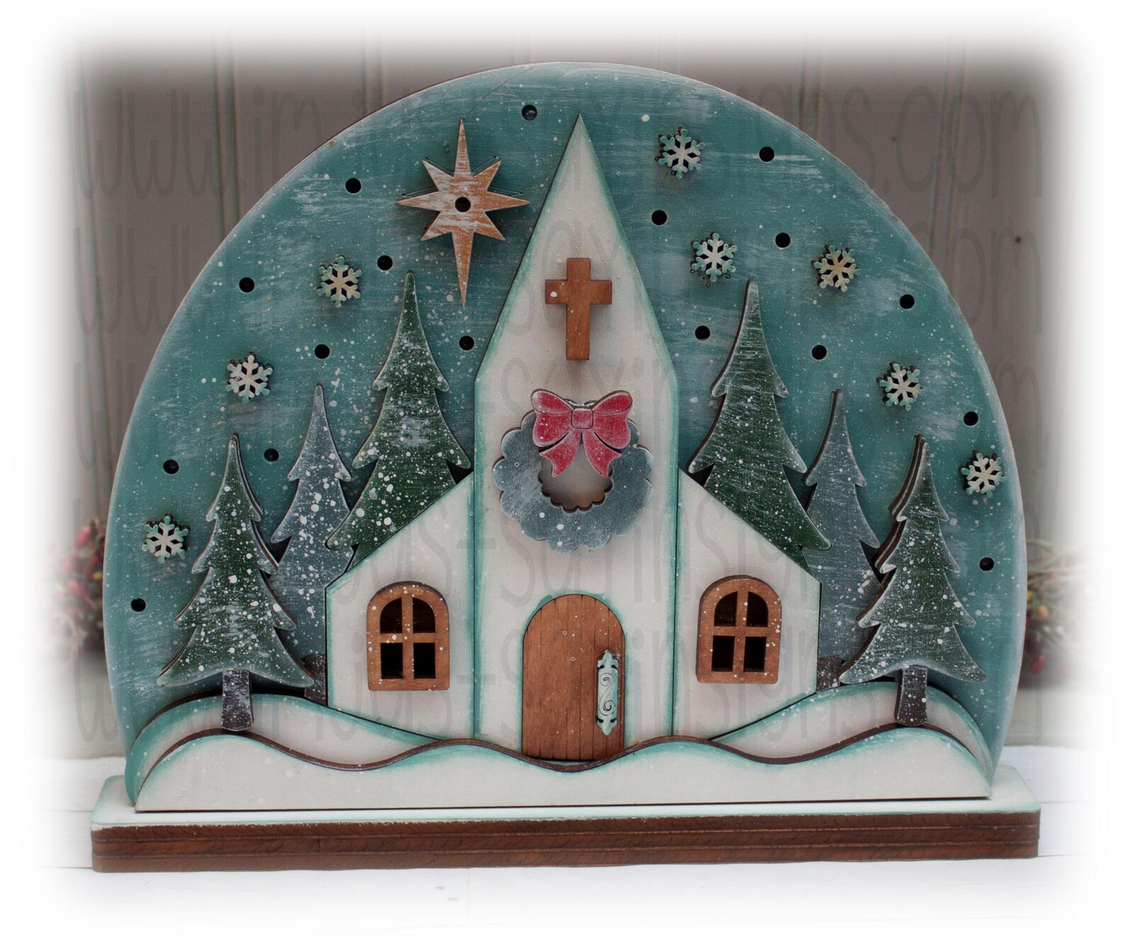 Lighted Church Christmas Dome Sign Shelf Sitter - Etsy