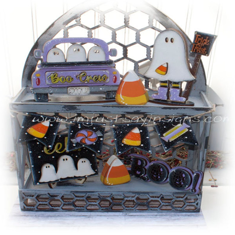 Boo Crew Ghost Farm Truck Tiered Tray Decor, Ghost in Boots, Trick or ...