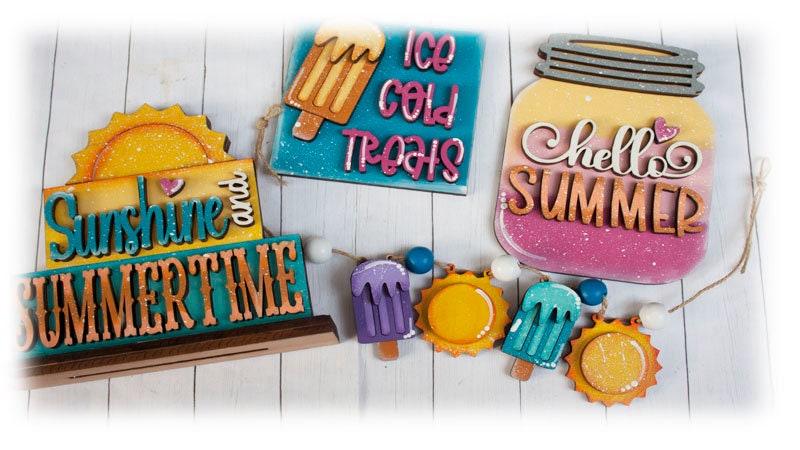 Summertime and Sunshine Tier Tray Decor, Summer Signs, Shelf Sitter ...