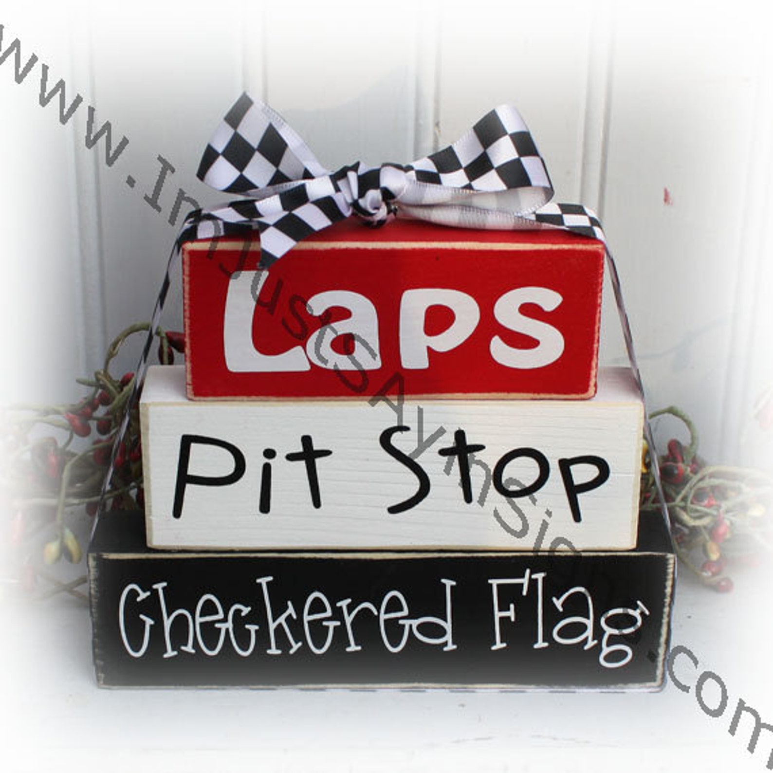 Laps Pit Stop Checkered Flag Race Fan Itty Bitty Stacking | Etsy