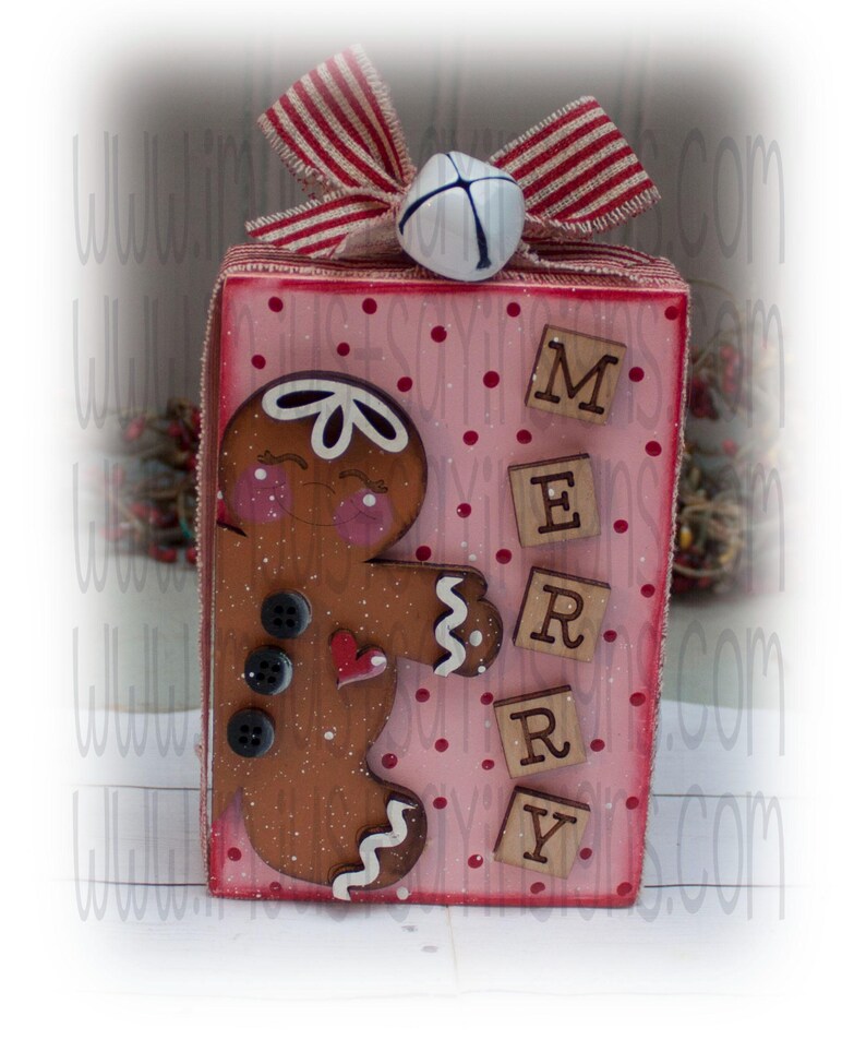 Gingerbread Merry Tile Wood Block for Tier Tray Decorating - Etsy