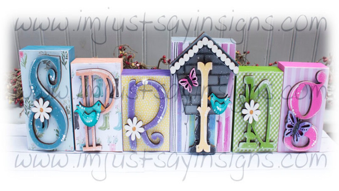 Spring Word Blocks, Shelf Sitter, Tier Tray Decor, Springtime Decor ...