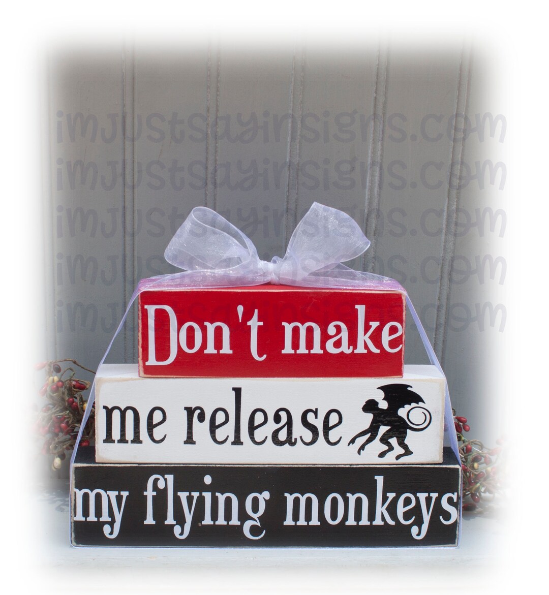 Don't Make Me Release My Flying Monkeys Wood Blocks, Oz Sign, Wizard of ...