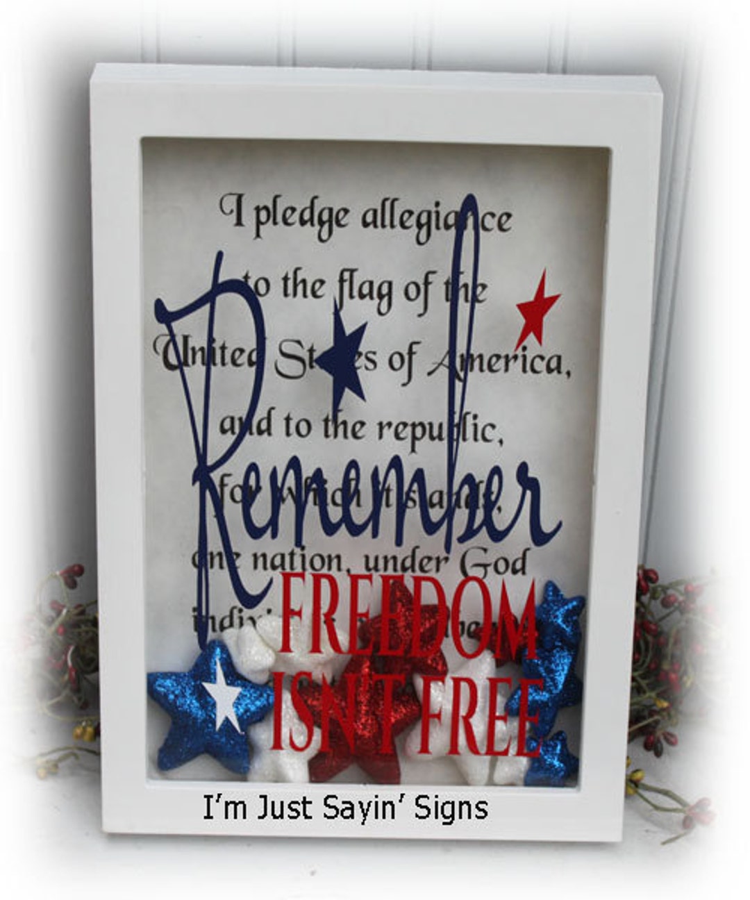 Remember Freedom Isn't Free Americana Shadow Box Sign - Etsy