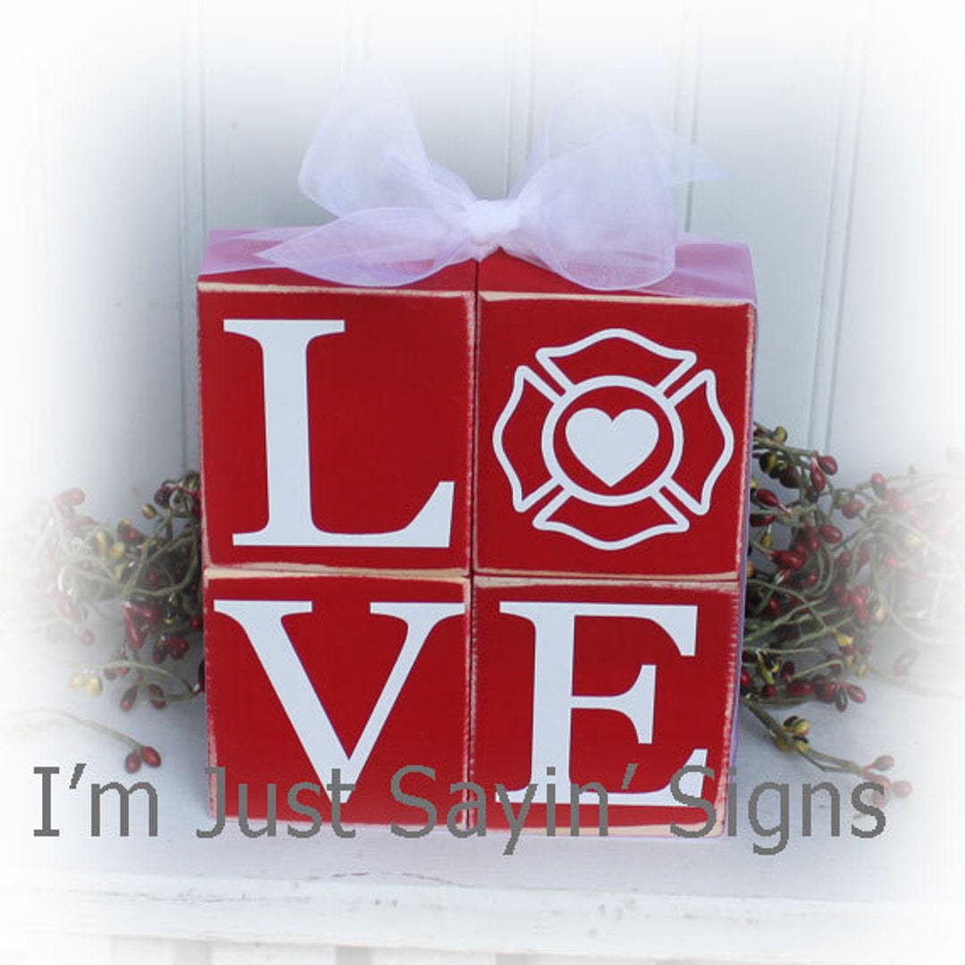 Fireman Love Wood Blocks - Etsy