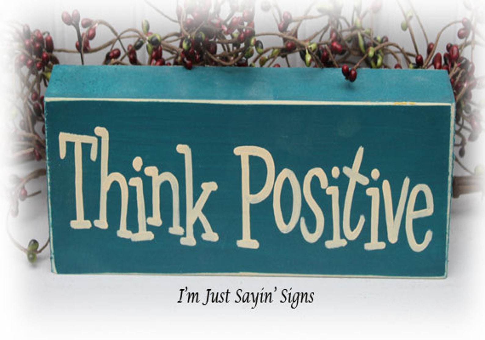 Think Positive Wood Block Sign - Etsy