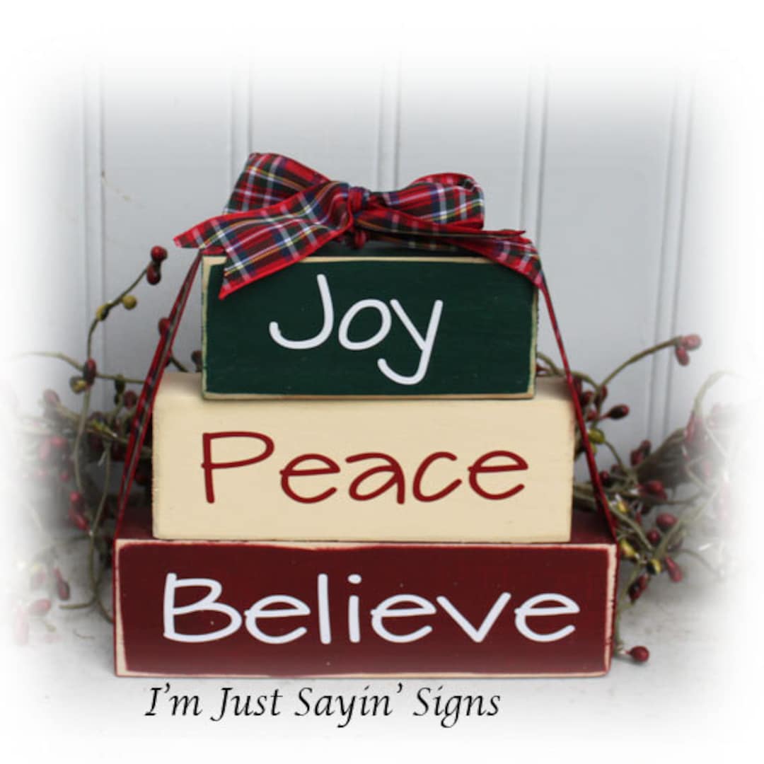 Joy, Peace & Believe Itty Bitty Wood Stacking Blocks - Etsy