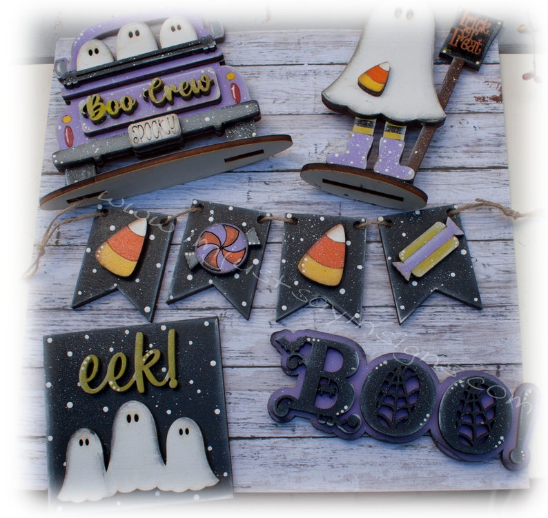 Boo Crew Ghost Farm Truck Tiered Tray Decor, Ghost in Boots, Trick or ...