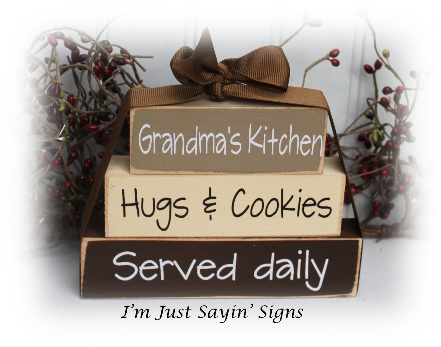 Grandma's Kitchen Hugs & Cookies Served Daily Itty Bitty Wood Blocks - Etsy