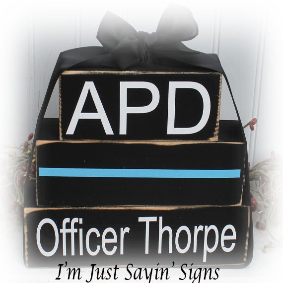 Custom Police Officer Thin Blue Line Wood Stacking Blocks - Etsy