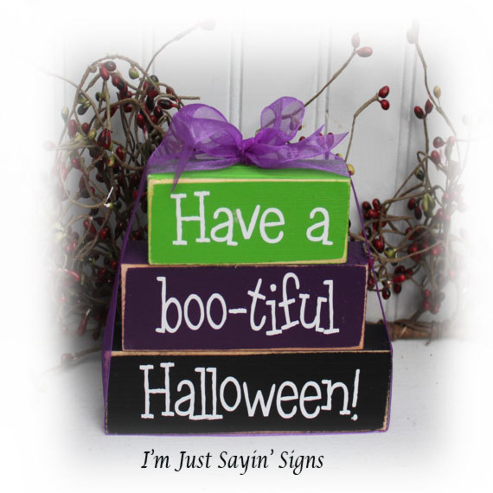 Have a Boo-tiful Halloween Itty Bitty Wood Blocks - Etsy