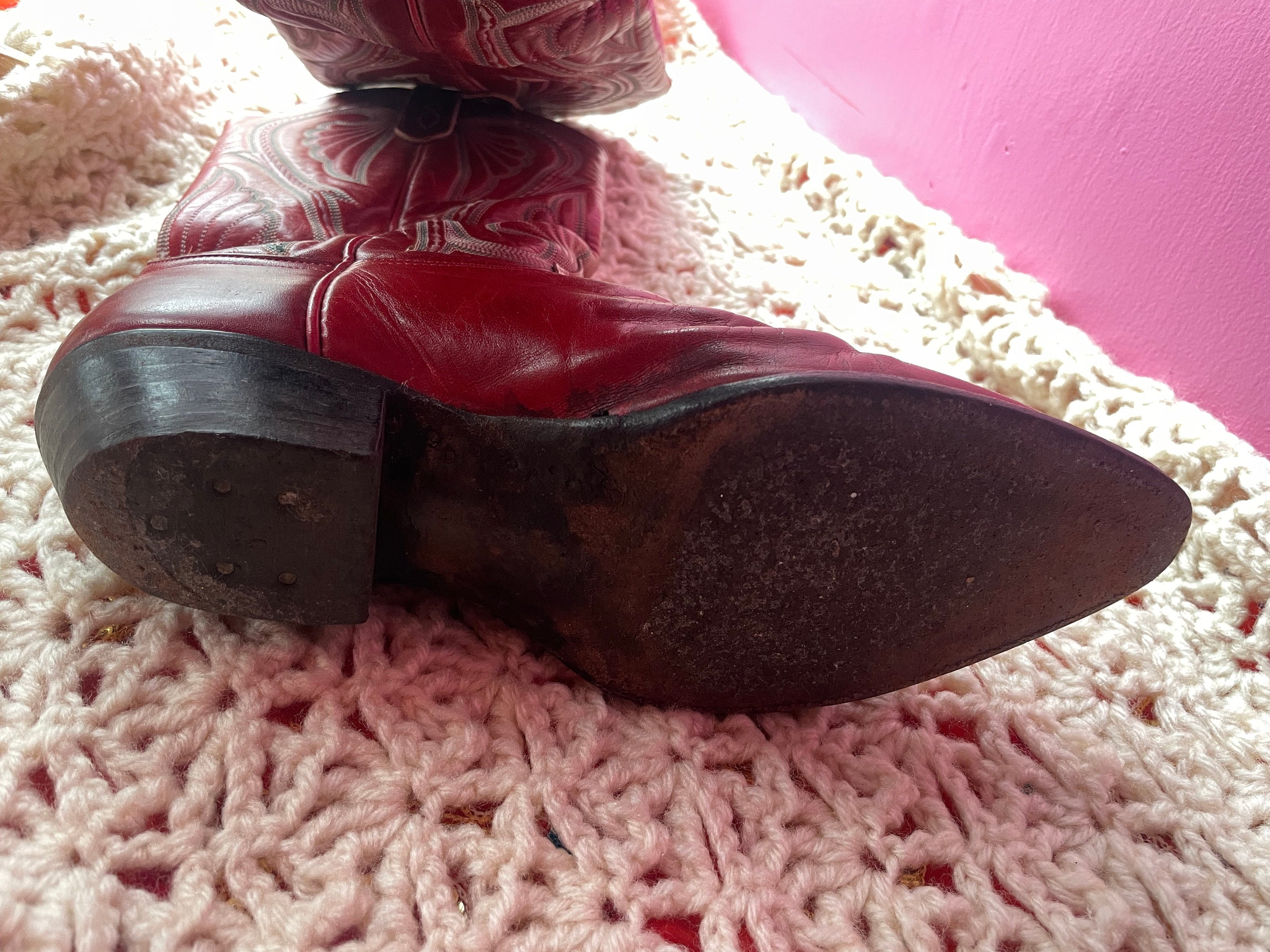 Vintage Red Cowboy Boots / Vintage Red Leather Boots Made in - Etsy